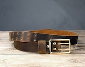Heavy Duty Thick Double Prong Leather Belt Rustic Double - Etsy