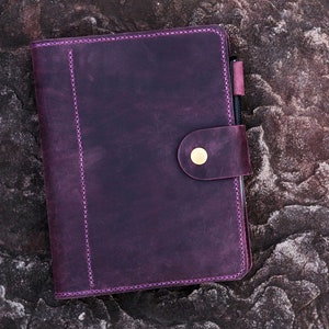 Personalized Vintage Purple Leather Notebook Cover Diary Planner A5 ...