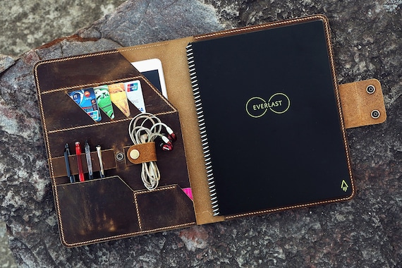 Rustic Genuine Leather Cover Portfolio Folder Organizer for - Etsy Canada