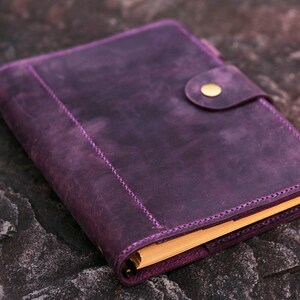 Personalized Vintage Purple Leather Notebook Cover Diary Planner A5 ...