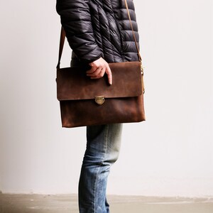 Brown Distressed Leather Computer Bag Real Full Grain - Etsy