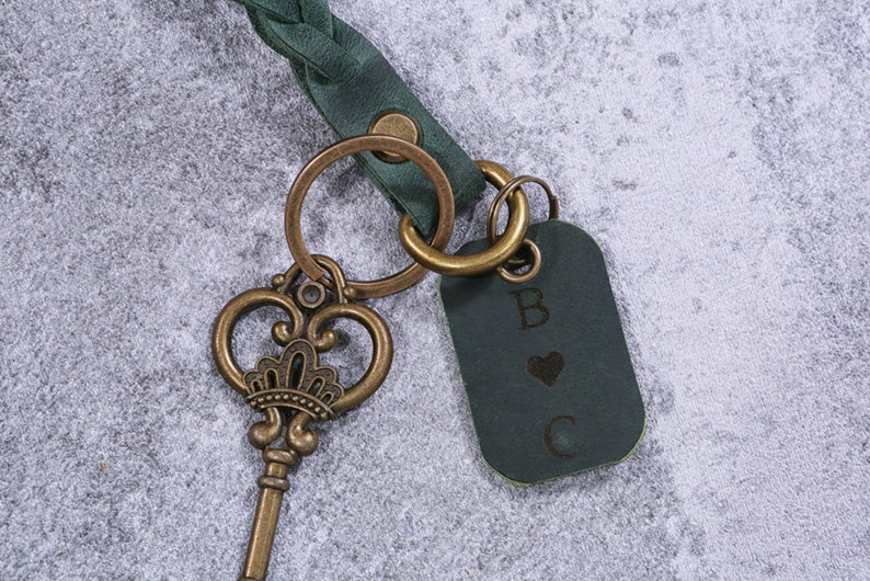 Vintage Distressed Braided Leather Keychain Key Fob - Etsy