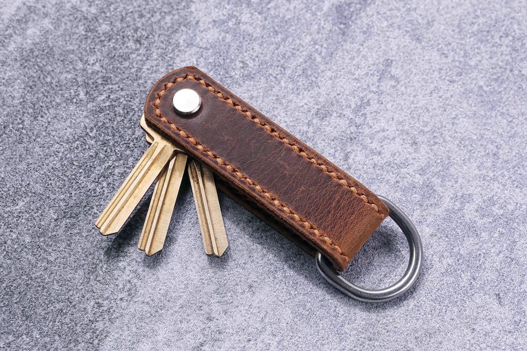Personalized Leather Key Folder Holder , Natural Leather Key Organizer ...