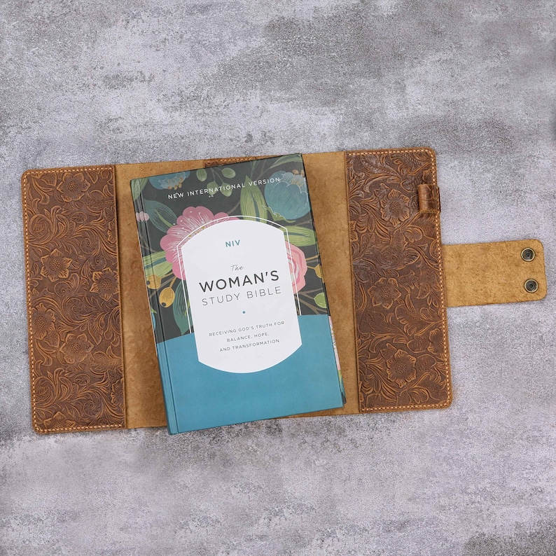 Embossing Leather Bible Cover Case With Handle for Woman's Study Bible ...