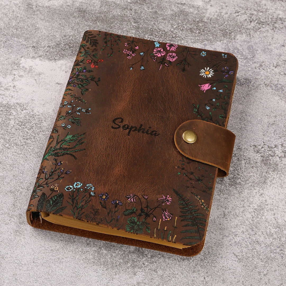 Leather Floral Flower A5 Binder Planner Organiser, Personalized Leather ...