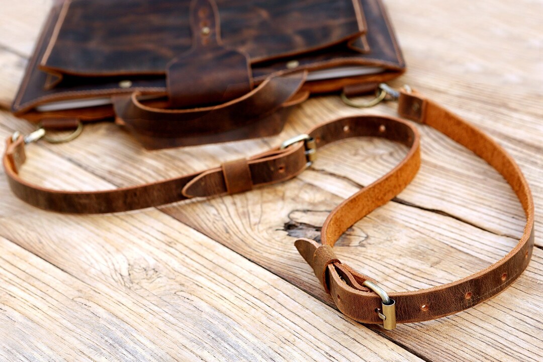 Personalized Full Grain Leather Adjustable Bag Strap , Rustic Brown ...
