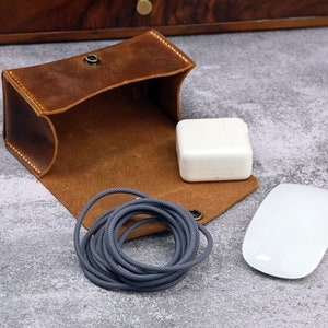 Vintage Magic Mouse Charger Organizer Case , Leather Organise Case ...