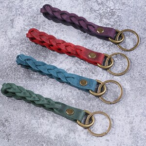 Vintage Distressed Braided Leather Keychain Key Fob - Customized With ...