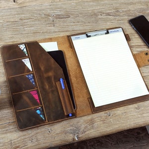 Personalized Rustic Leather Clip Board Clipboard Padfolio , A4 Letter ...