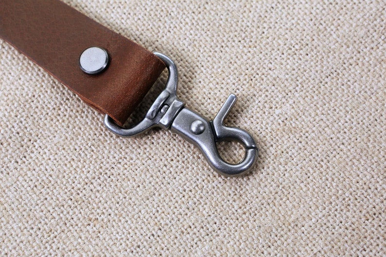Heavy Duty Personalized Leather Keychain With Solid Brass Hook , Custom ...