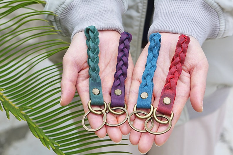 Vintage Distressed Braided Leather Keychain Key Fob - Etsy