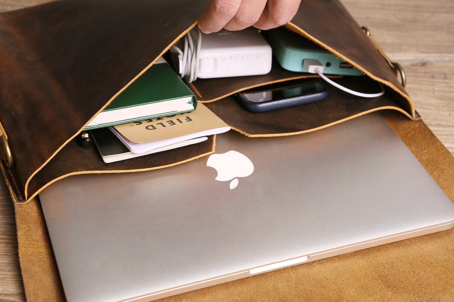 Brown Distressed Leather Computer Bag Real Full Grain - Etsy