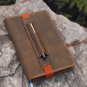 Personalized Distressed Leather Cover Case for 5.25 X 8.25 Inch Panda ...