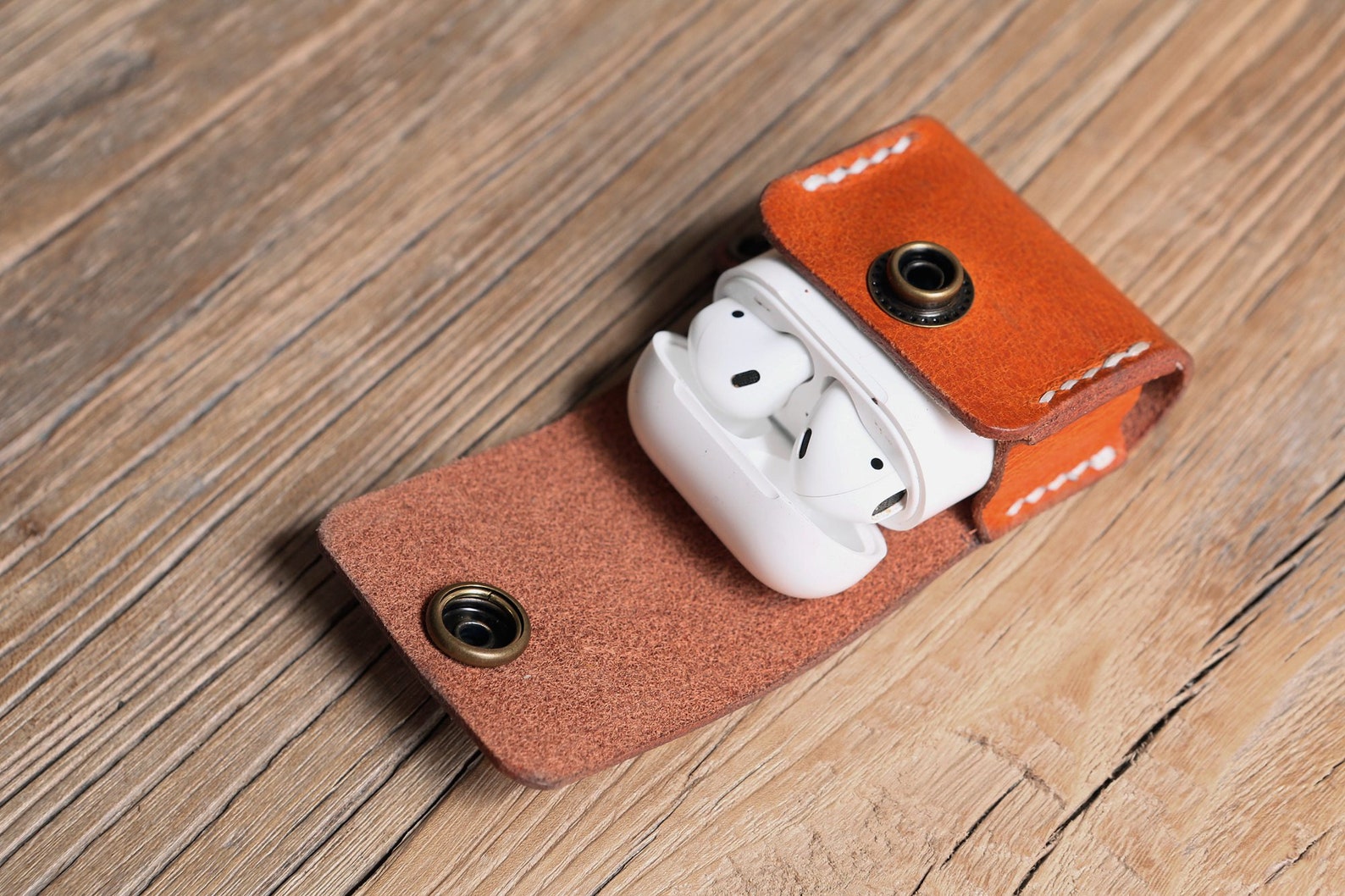 Full Grain Leather Airpods Case Air Pod Cases Customize Etsy