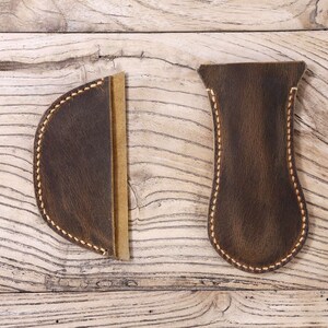 Personalized Leather Pot Holder , SET of 2 Leather Skillet Handle Cover ...