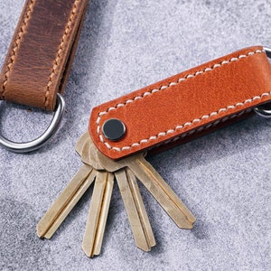 Personalized Leather Key Folder Holder , Natural Leather Key Organizer ...