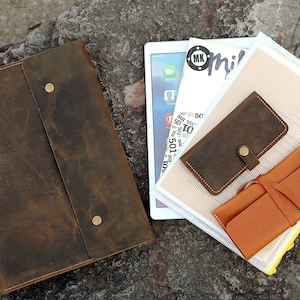 Personalized Vintage Leather Document Holder Case Folder ,A4 / Letter ...