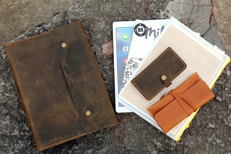 Personalized Vintage Leather Document Holder Case Folder A4 / - Etsy