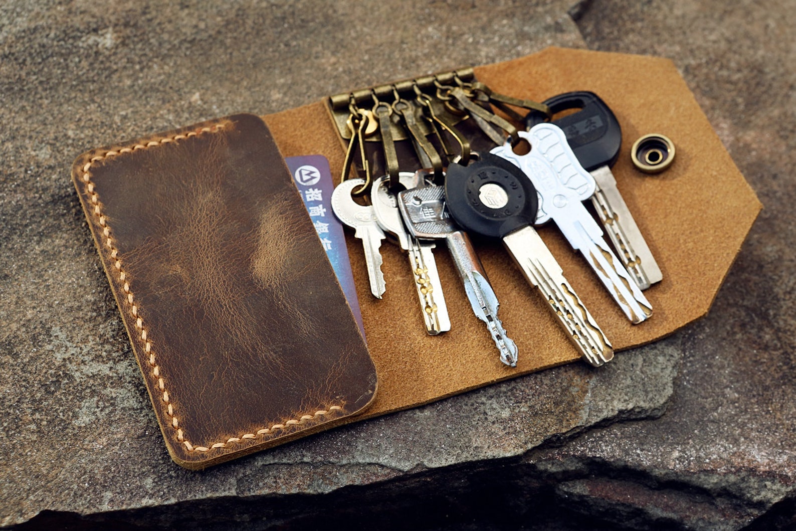 Leather Slim Key Wallet , Leather Key Holder , Leather Key Cover ...