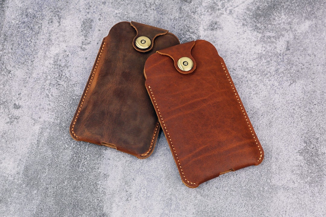 Personalized Leather Phone Sleeve Pouch Flip Case With Belt Clip Loop ...