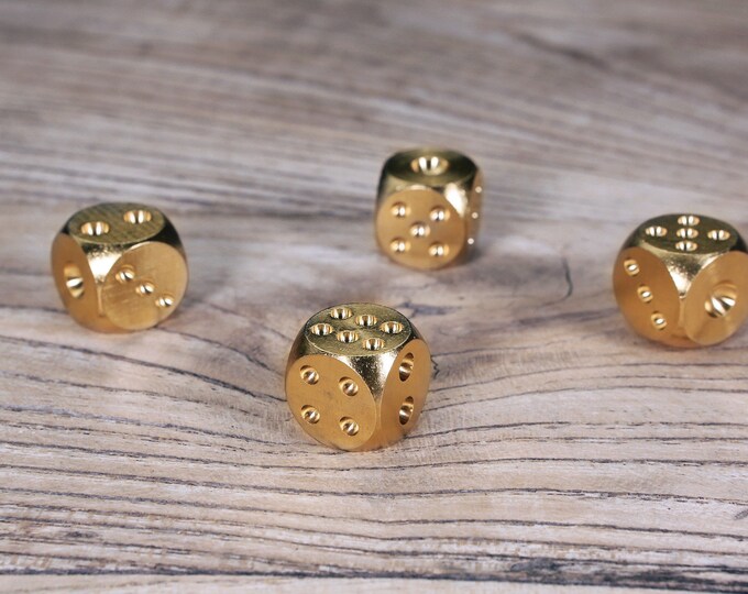 Solid Brass Dice Set Steampunk Fathers Gift Husband Copper Gold ...