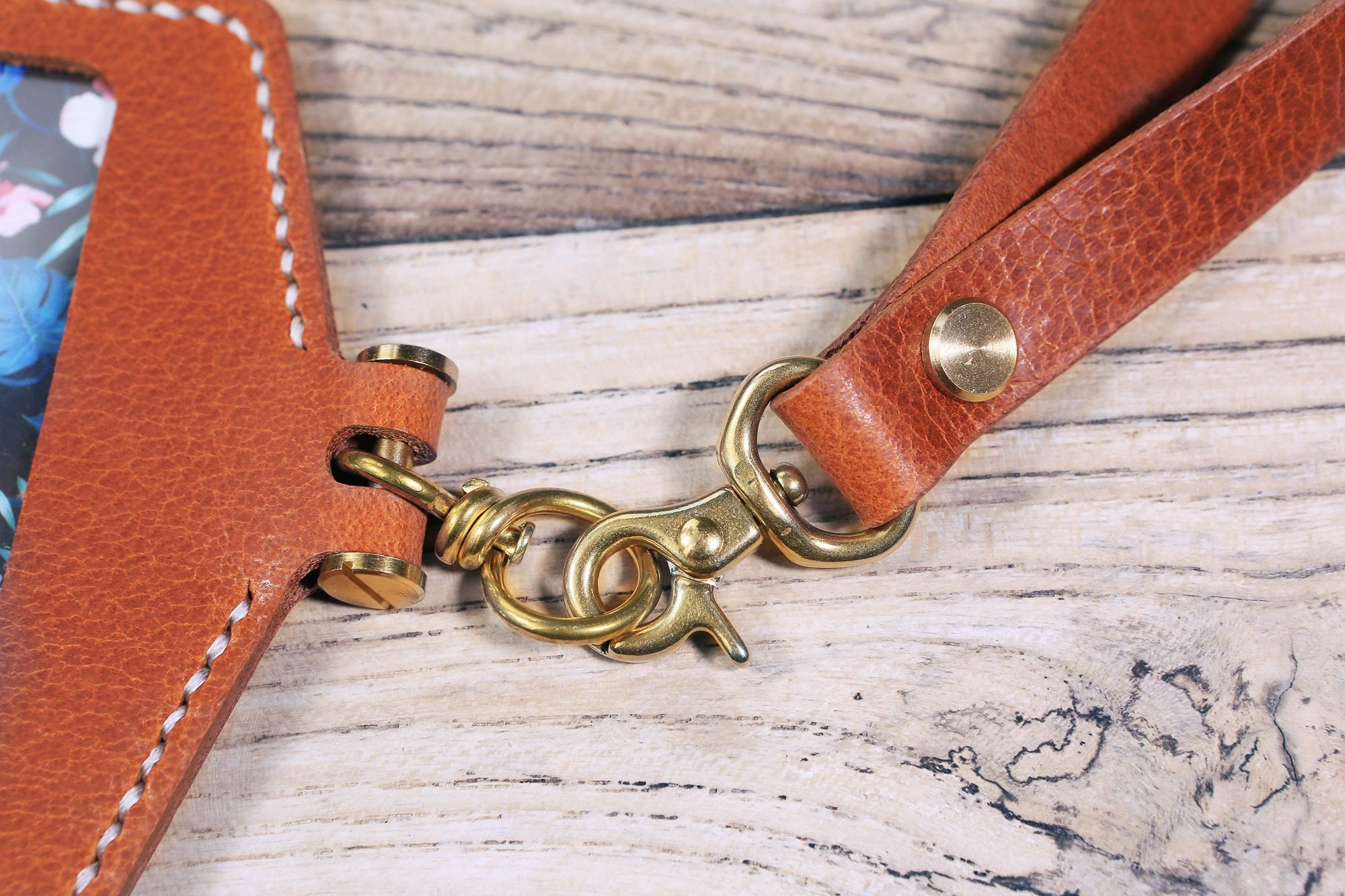 Full Grain Leather Id Badge Holder With Lanyard Real Leather - Etsy