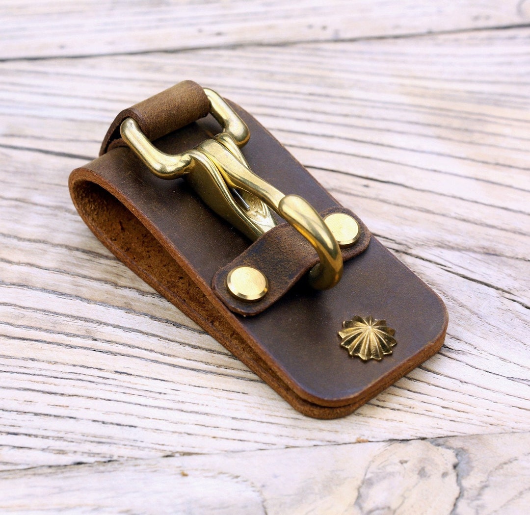 Heavy Duty Full Grain Leather Belt Key Clip , Retro Distressed Leather ...