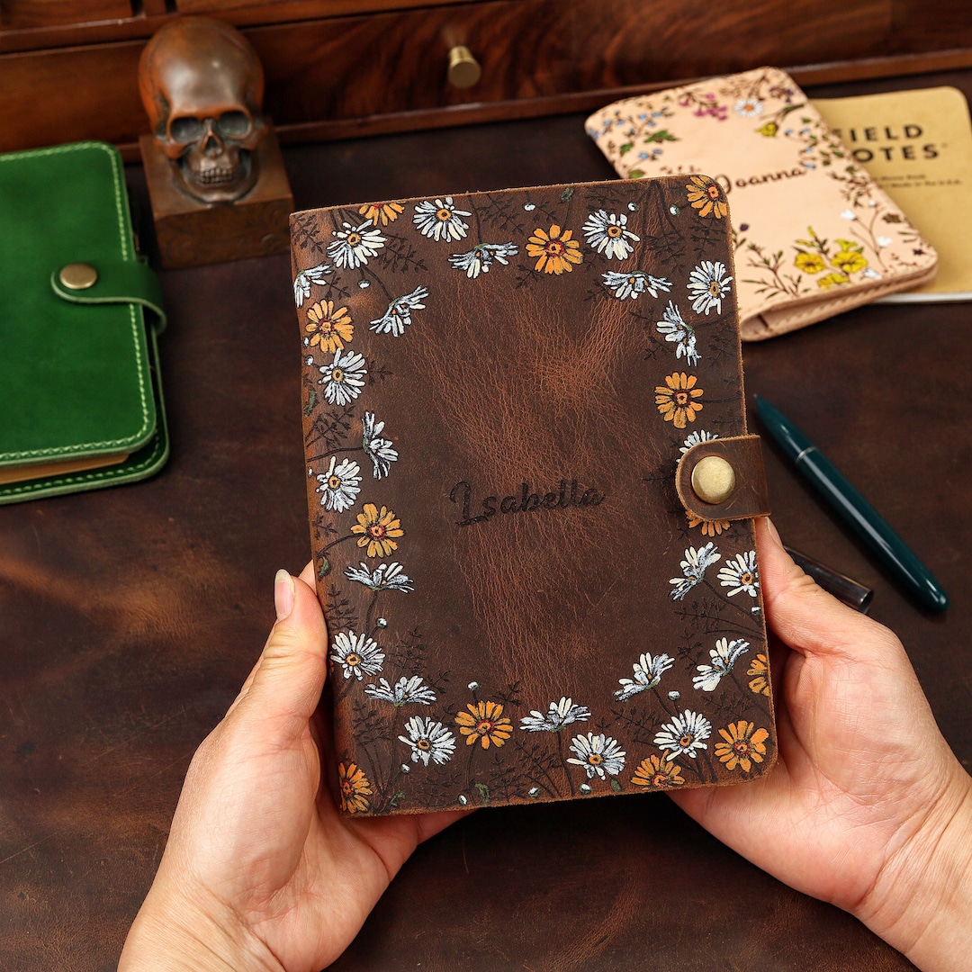 Leather Flower Floral A6 Binder Planner Organiser, Personalized Leather ...