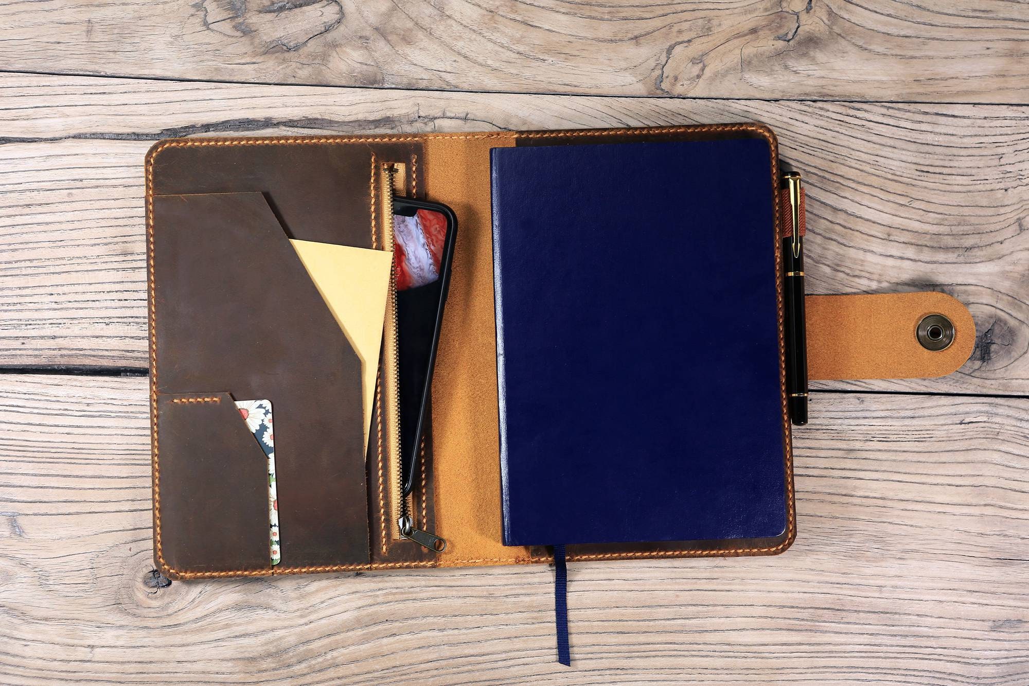 Personalized Leather Notebook Cover , Full Grain Leather Journal Cover ...