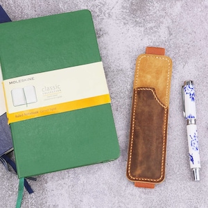 Personalized Leather Handcrafted Pen Holder for Notebook Journal Dual ...