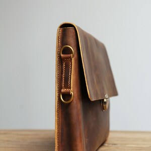 Brown Distressed Leather Computer Bag Real Full Grain - Etsy