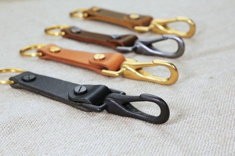 Heavy Duty Leather Keychain Clip Hook Personalized Black - Etsy