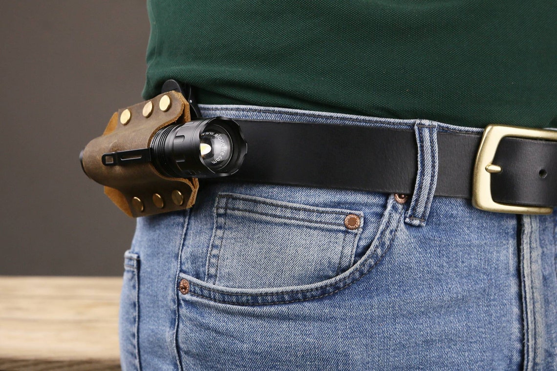 Personalized Full Grain Leather Flashlight Holster - Etsy