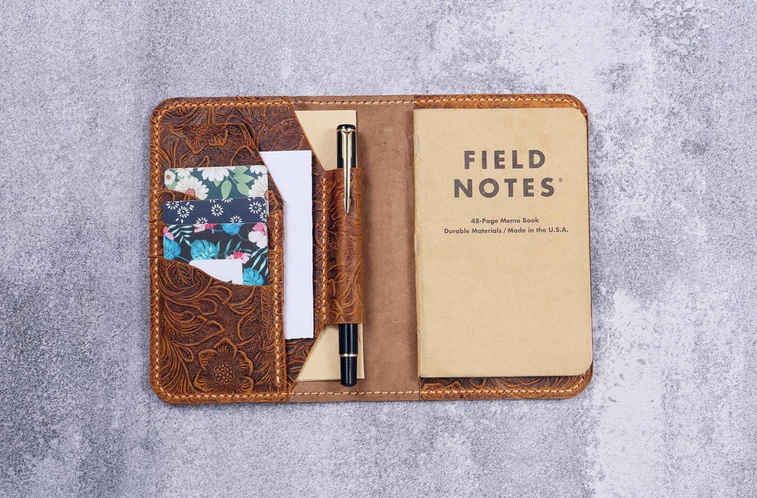 Pocket Size Moleskine Leather Cover With Pen Loop , Tooled Leather ...