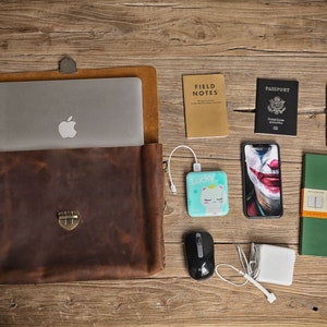 Brown Distressed Leather Computer Bag Real Full Grain - Etsy