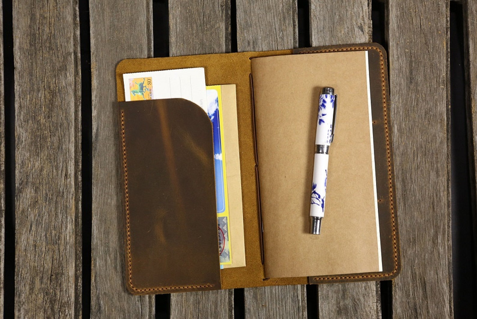 Personalized Leather Midori Travelers Notebook / Midori Style - Etsy