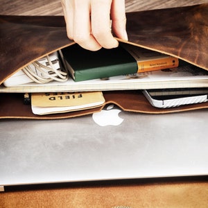 Brown Distressed Leather Computer Bag , Real Full Grain Leather Laptop ...