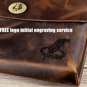 Brown Distressed Leather Computer Bag , Real Full Grain Leather Laptop ...