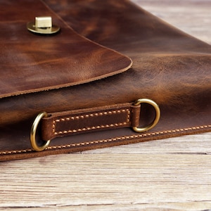 Brown Distressed Leather Computer Bag , Real Full Grain Leather Laptop ...