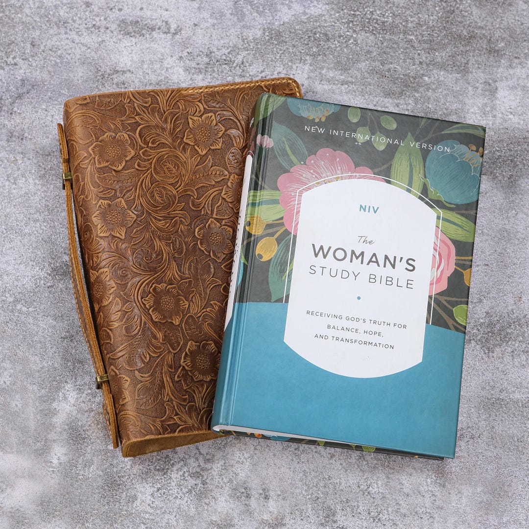 Embossing Leather Bible Cover Case With Handle for Woman's Study Bible ...