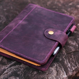 Personalized Vintage Purple Leather Notebook Cover Diary Planner A5 ...