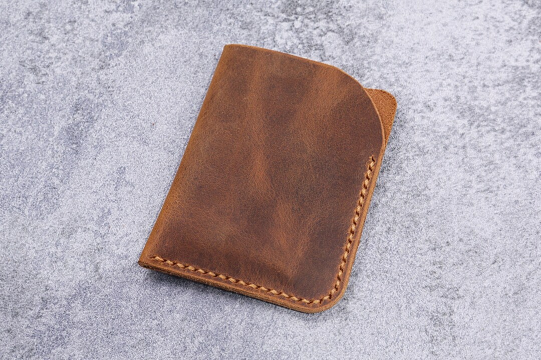 Minimalist Leather Credit Card Sleeve Holder / Personalized Slim ...