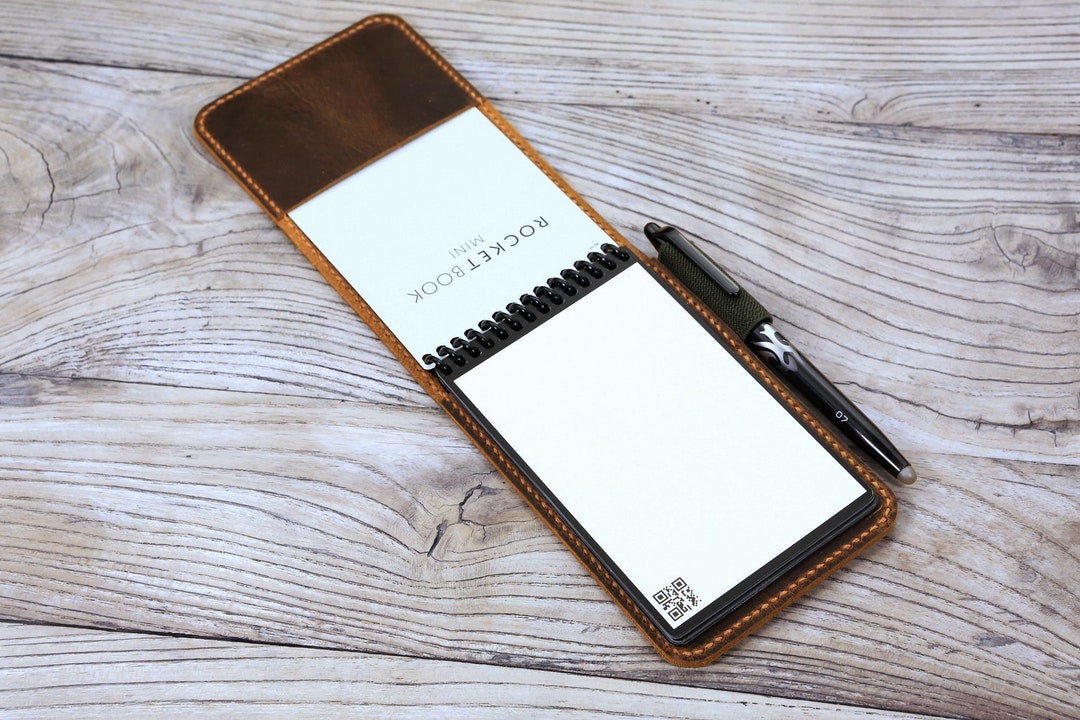 Personalized Leather Rocketbook Mini Case Cover , Leather Flip Notebook ...