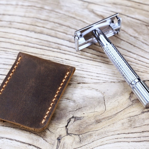 Personalized Leather Double Edge Razor Travel Case | Etsy