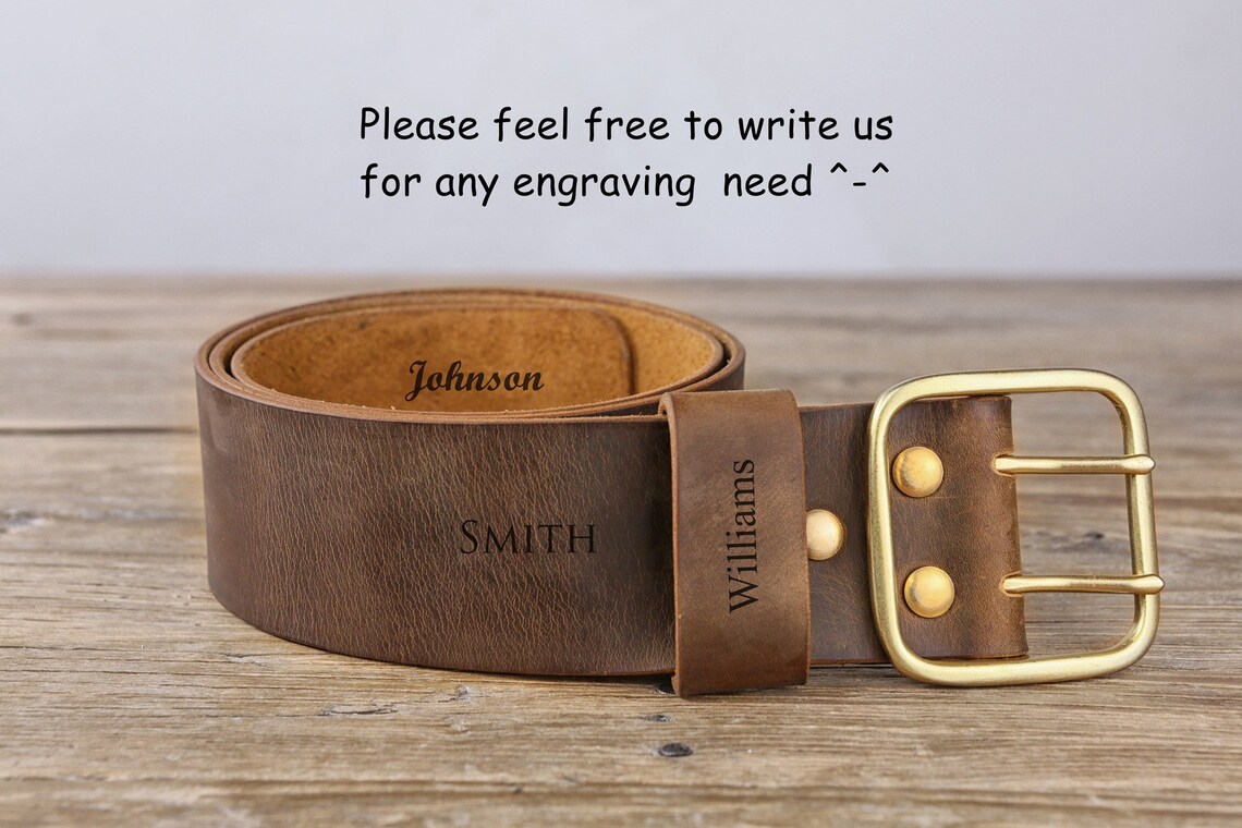 Heavy Duty Thick Double Prong Leather Belt , Rustic Double Hole Full ...