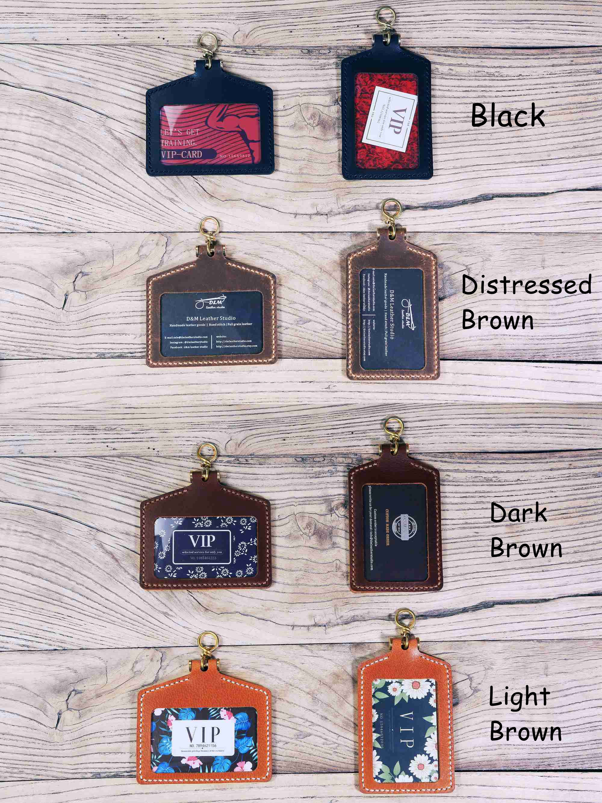 Full Grain Leather Id Badge Holder With Lanyard Real Leather - Etsy