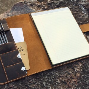 Personalized Vintage Real Leather Business Portfolio Notepad Folder ...