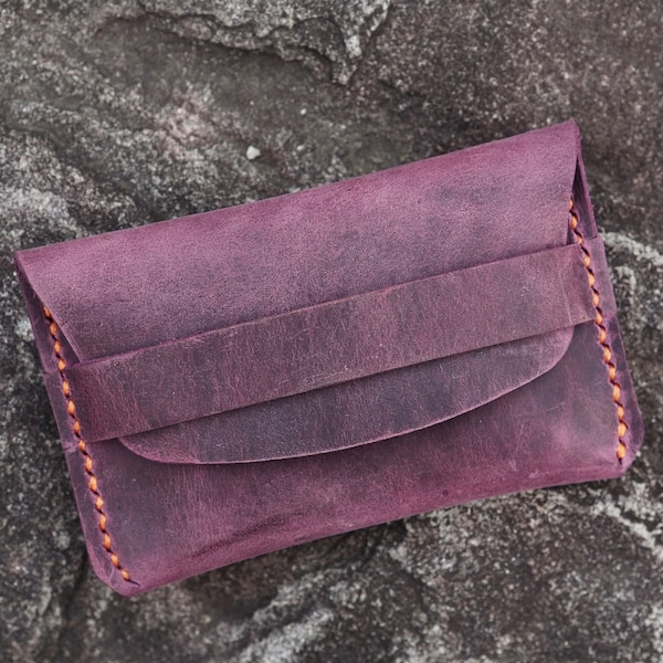 Purple Leather Business Card Case - Etsy