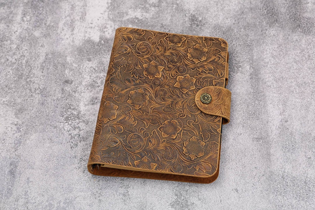 Embossing Leather A5 A6 6 Ring Binder Notebook , Leather Refillable ...