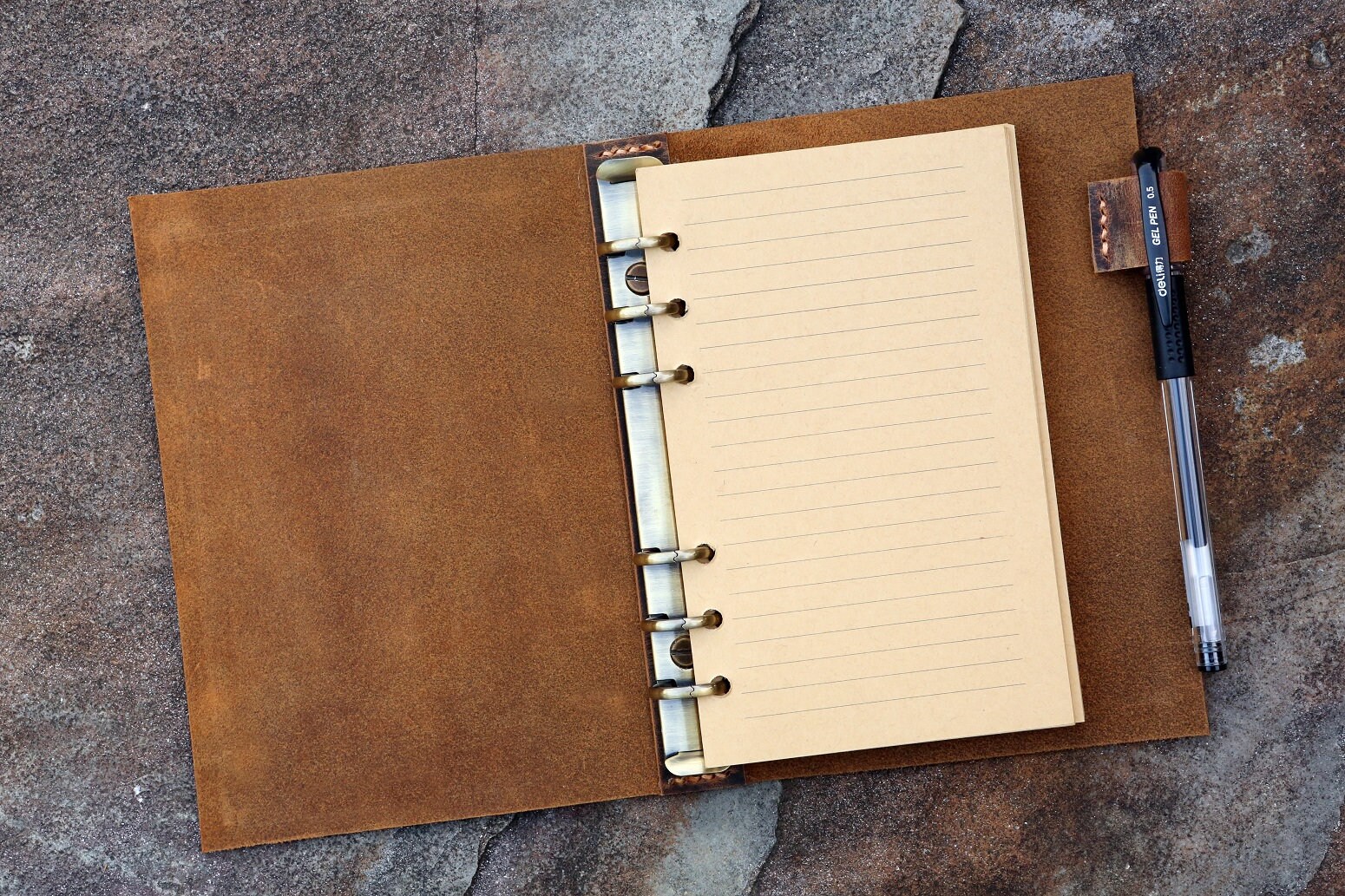 Personalized Refillable 6 Ring Rustic Leather A6 Journal Cover - Etsy ...